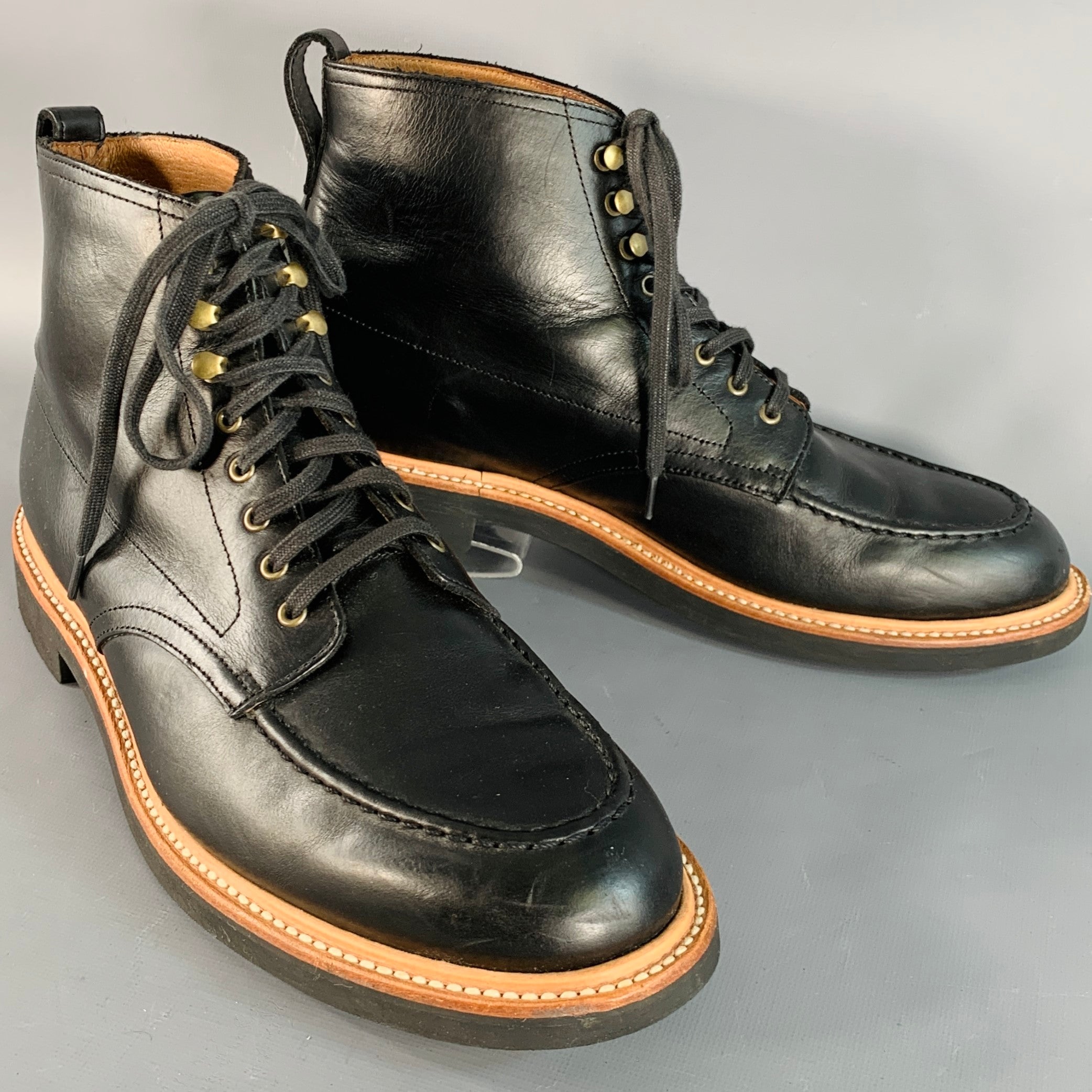J.CREW Size 11 Kenton Black Tan Leather Lace-Up Ankle Boots – Sui ...