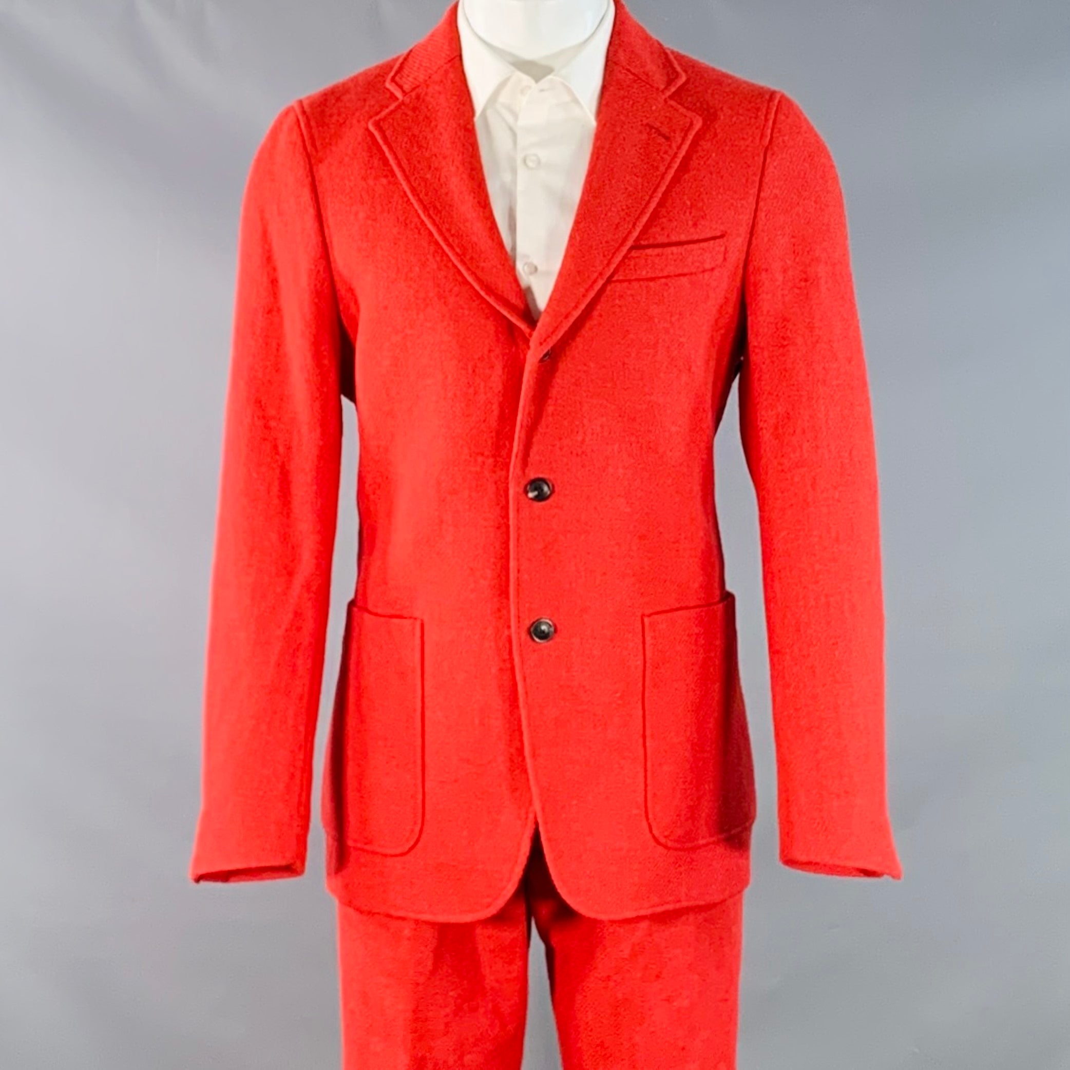 TODD SNYDER Size 40 Regular Orange Wool Tweed Single Breasted Notch ...