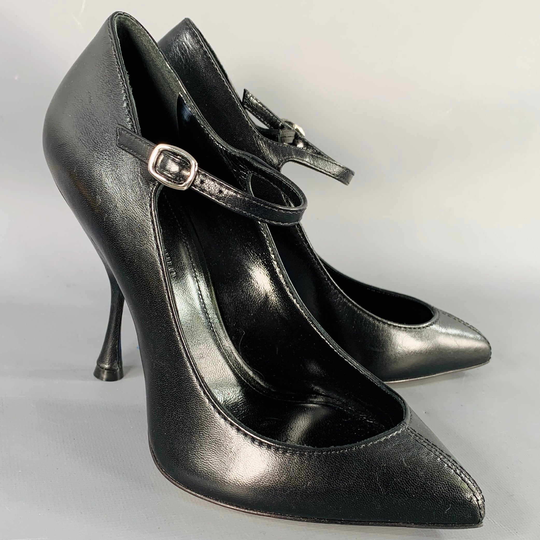 PHOEBE PHILO Size 7.5 Black Leather Ankle Strap Mary Jane Pumps – Sui ...