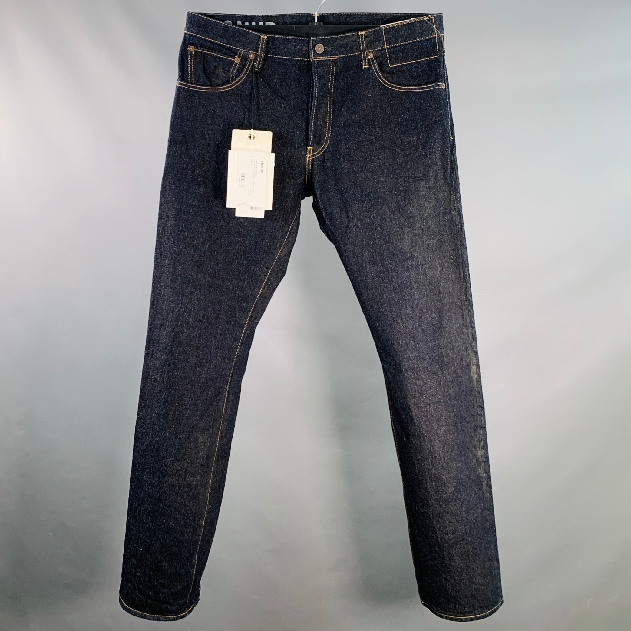 VISVIM Size 36 Indigo Contrast Stitch Selvedge Mud Overdyed Denim Butt ...