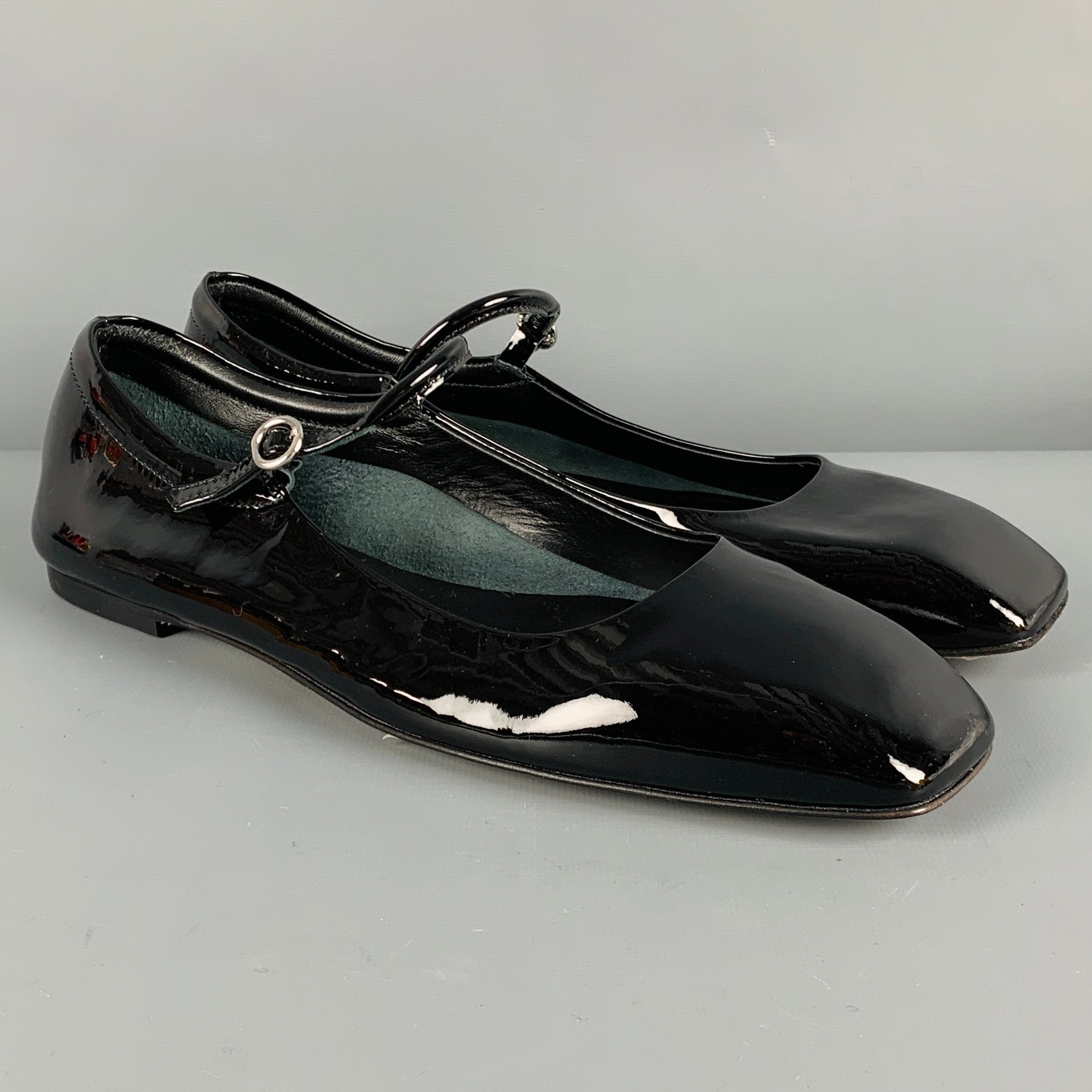 AEYDE Size 10 Black Patent Leather Mary Jane Flats – Sui Generis ...