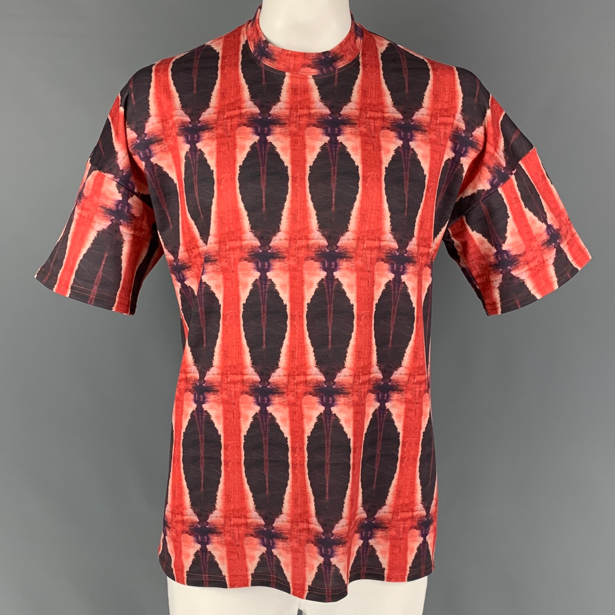 LABRUM Size XL Brick Black Abstract Print Cotton Crew-Neck T-shirt ...