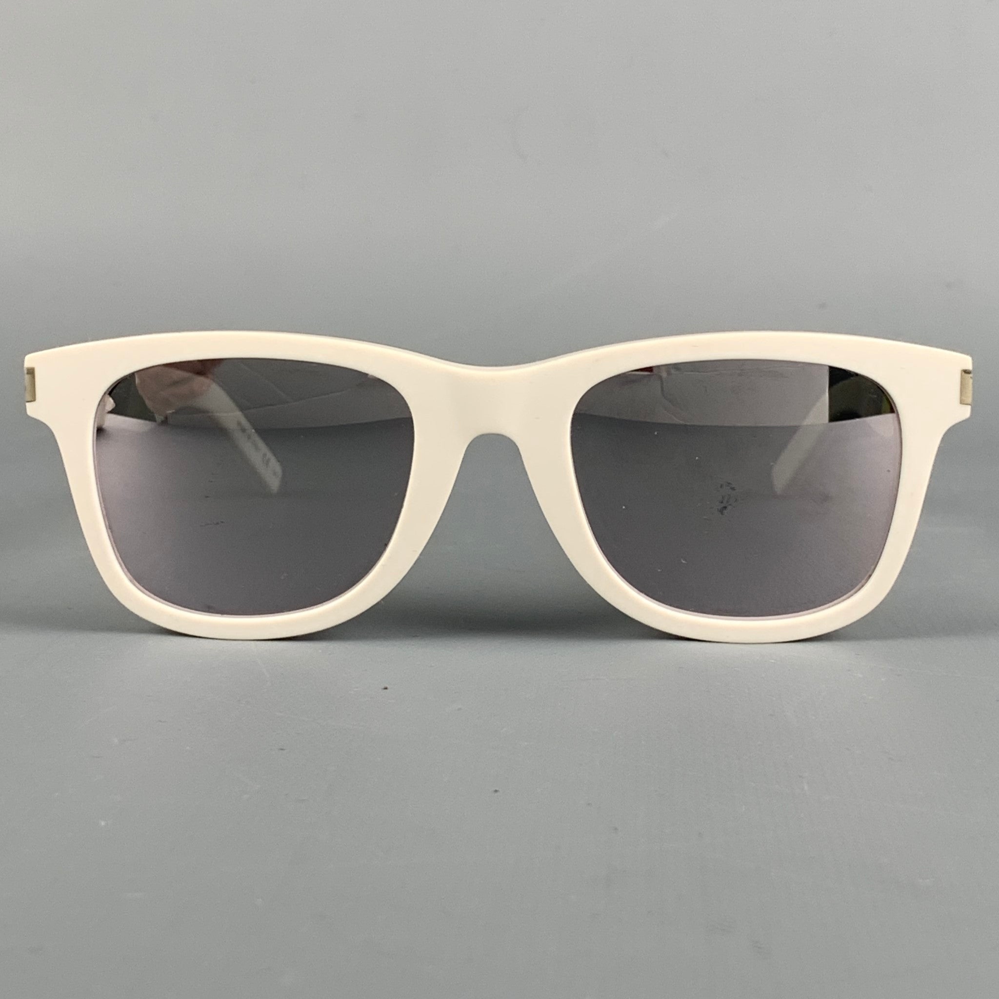 SAINT LAURENT White Acetate Mirrored Sunglasses – Sui Generis Designer Consignment