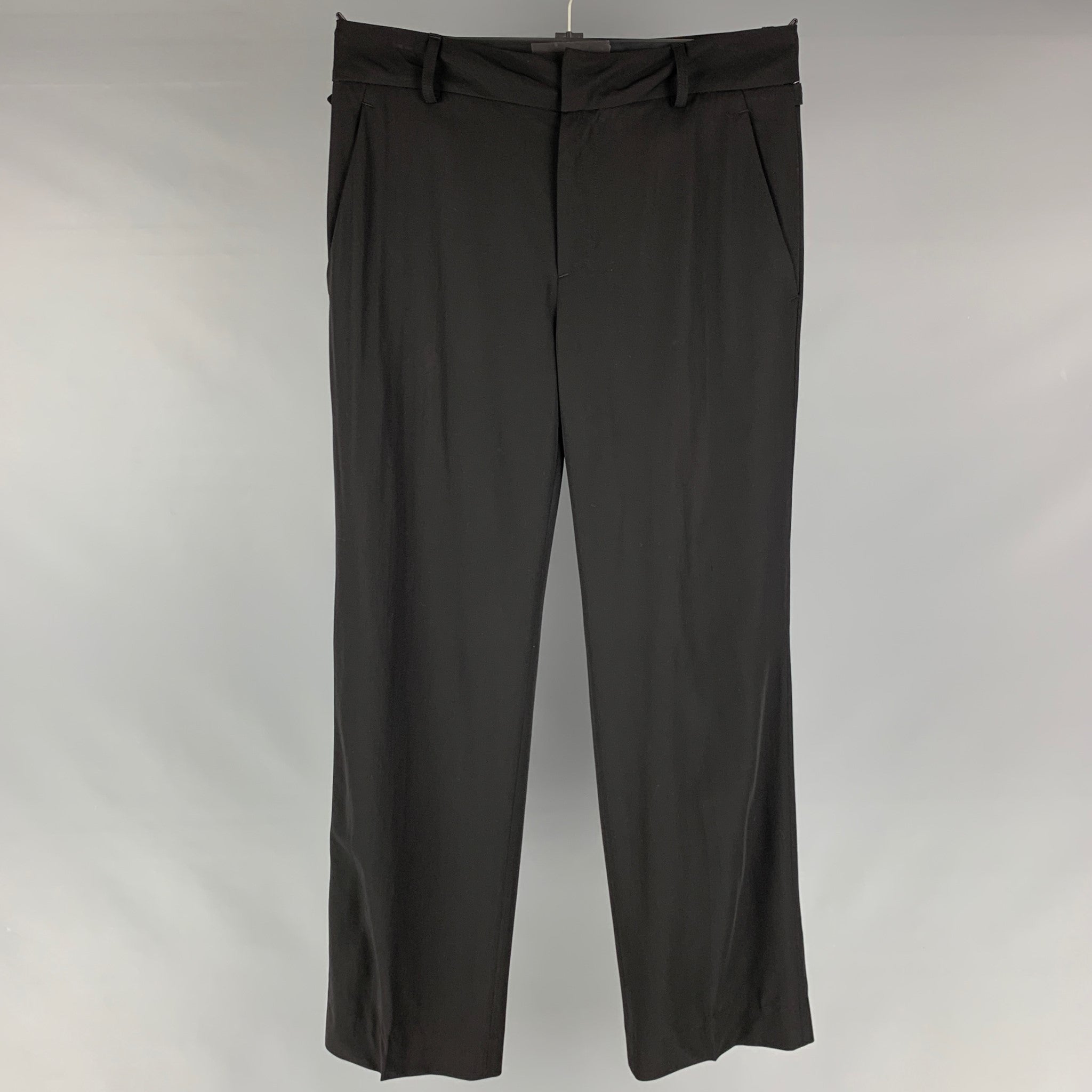 JEAN PAUL GAULTIER Size 32 Black Solid Wool Side Tabs Dress Pants – Sui ...