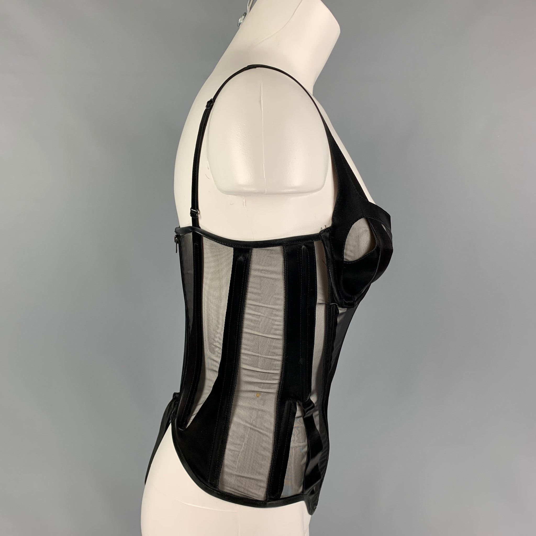 MUGLER Size S Black Polyamide High Tech Cut-Out Illusion MUGLER Size S Black Polyamide High Tech Cut-Out Illusion