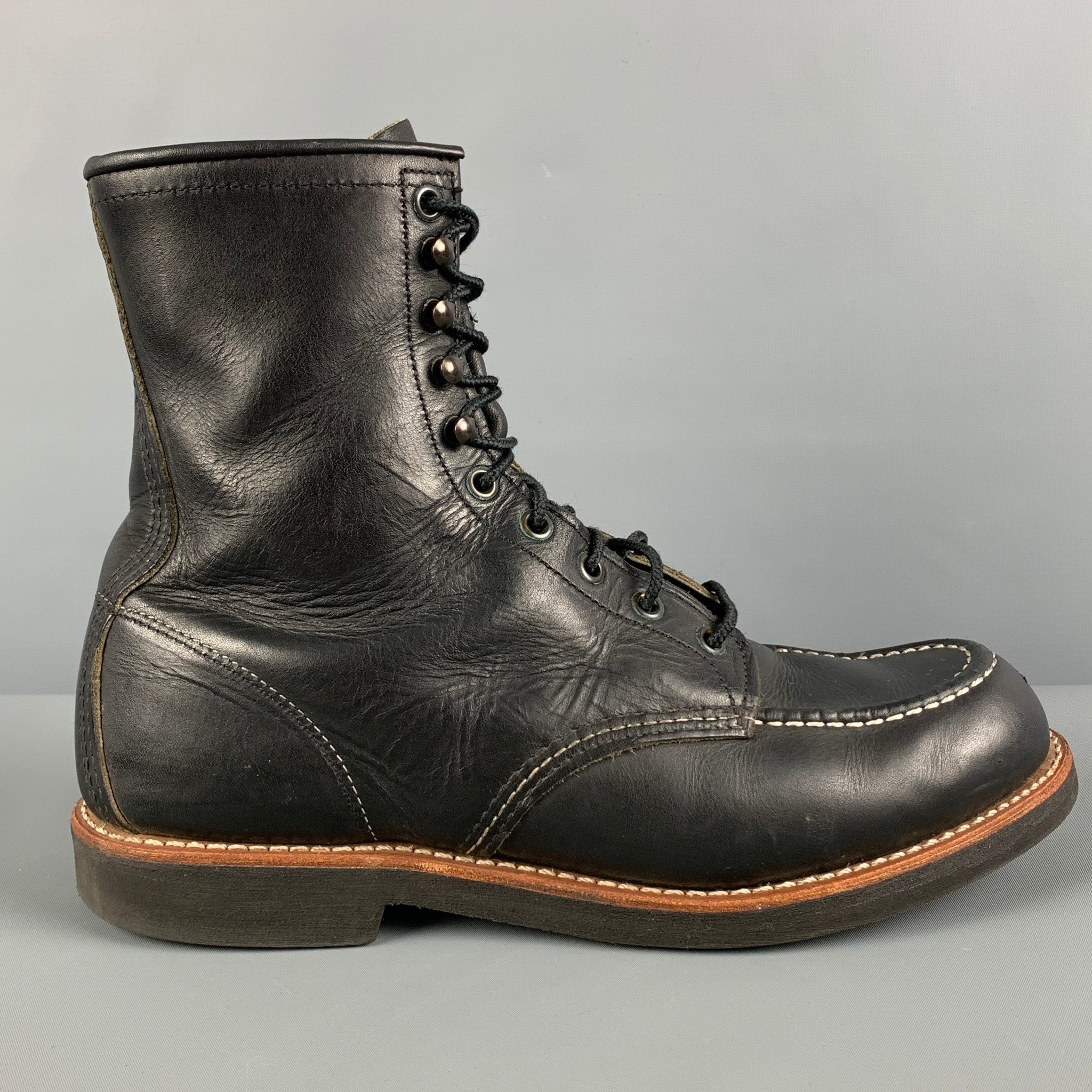 RED WING Size 9 Black Contrast Stitch Leather Boots – Sui Generis ...